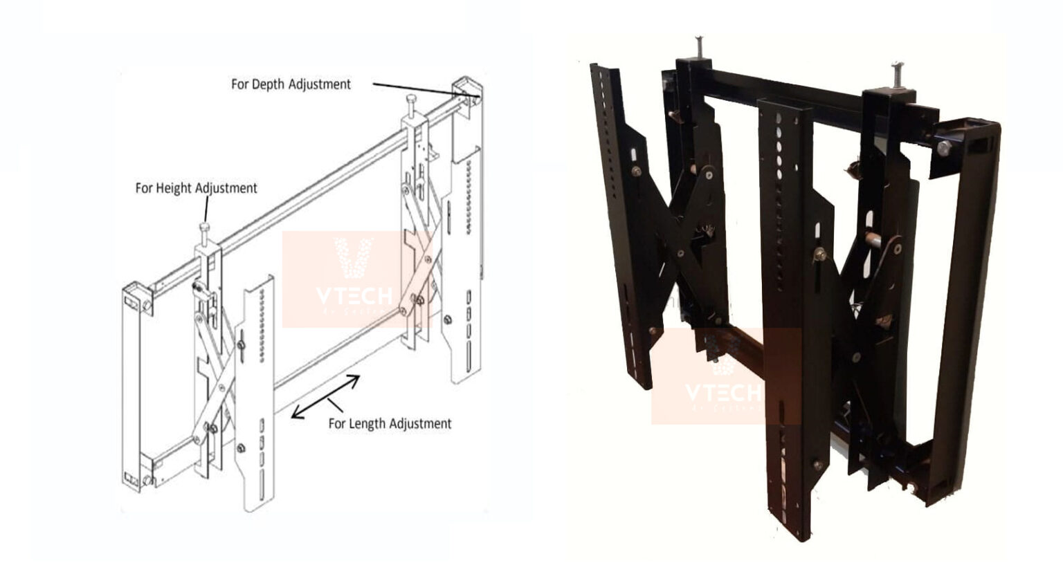 Vtech-Push Pull Video Wall Mount for 37 to 75 inch Display Model:VTM ...